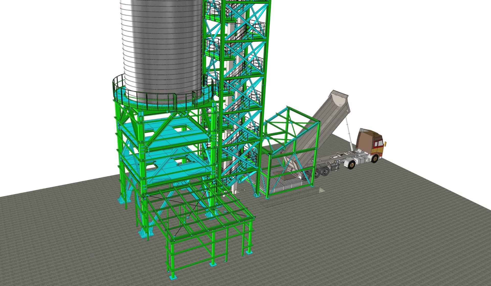 Facility for waste for receiving, storing, transporting and dosing ...